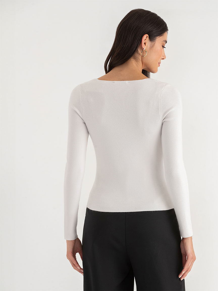 Square Neck Ribbed Sweater | Rickis Square Neck Ribbed Sweater | Rickis